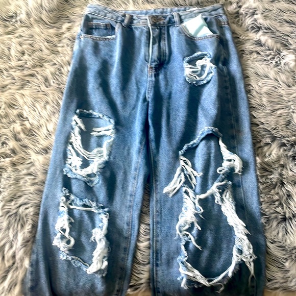 SHEIN | Jeans | Light Washed Oversized High Waisted Blue Boyfriend ...